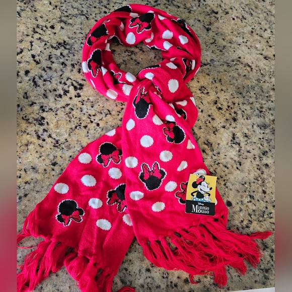 Disney | Accessories | Disney Parks Minnie Mouse Scarf Redblack Minnie ...